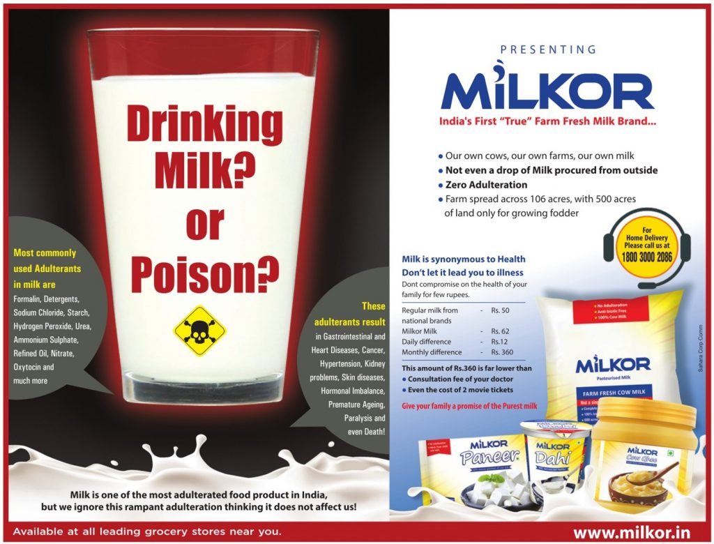 Milkor Indias First True Farm Fresh Milk - Drinking Milk? Or Poison Ad ...