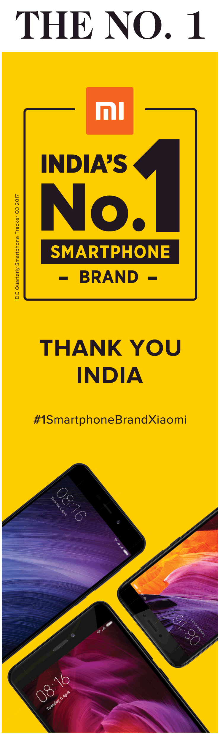 Mi Indias No 1 Smartphone Brand Thank You India Ad Advert Gallery Mi Indias No 1 Smartphone Brand Thank You India Ad Advert Gallery