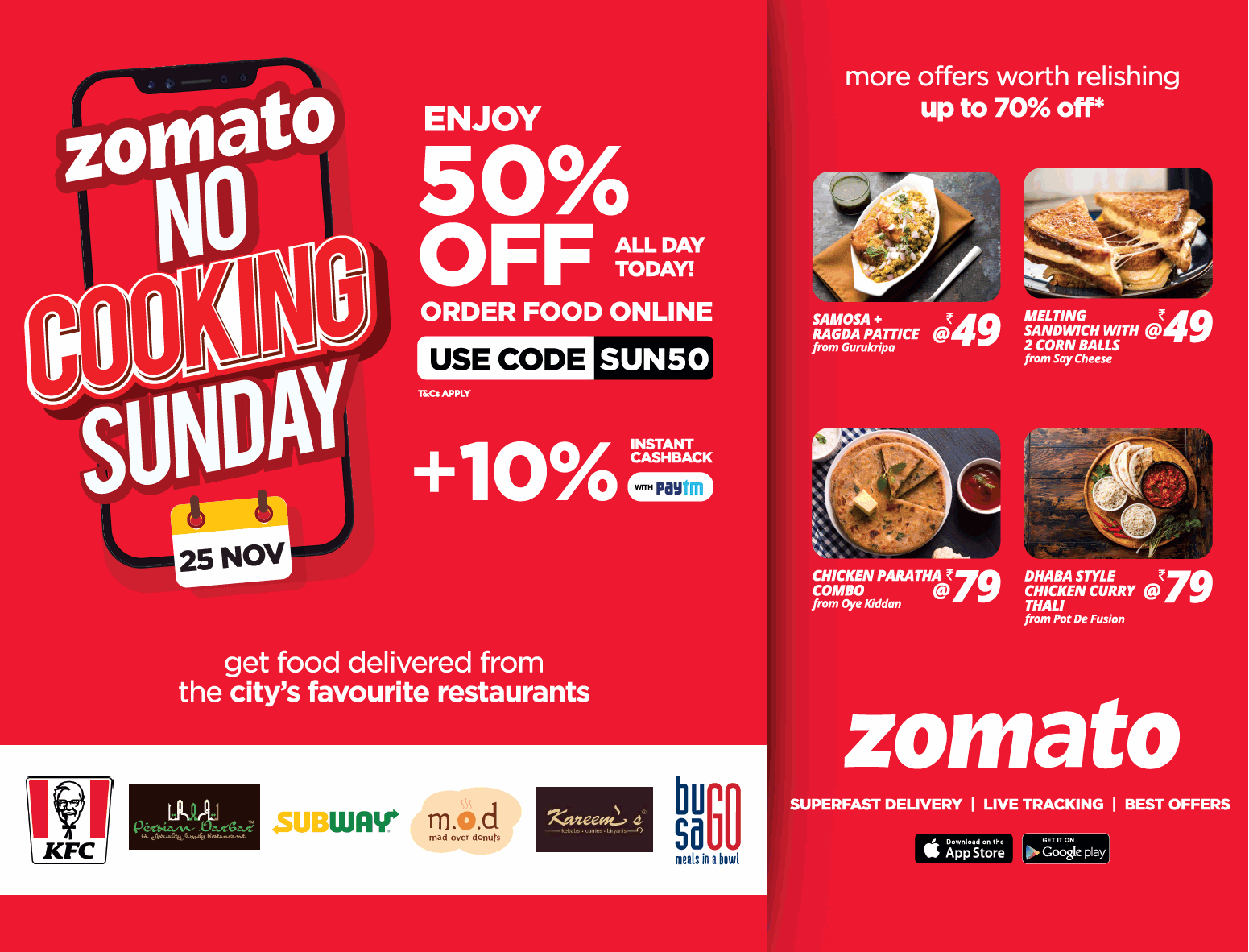 Zomato No Cooking Sunday Enjoy Upto 70 Off Ad In Times Of India Mumbai Zomato No Cooking Sunday Enjoy Upto 70 Off Ad In Times Of India Mumbai