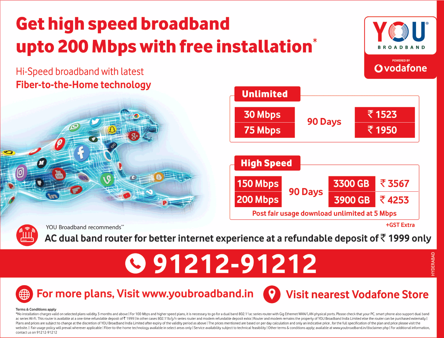 You Broadband Get High Speed Broadband Upto 200 Mbps With Free